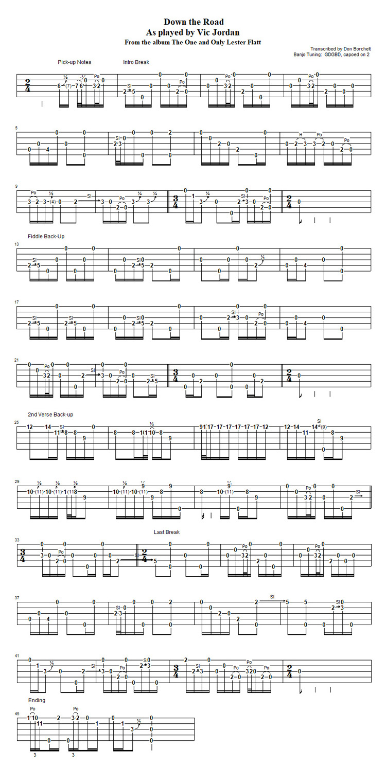 Down the Road Banjo Tab ex Vic Jordan/Lester Flatt - Discussion Forums ...